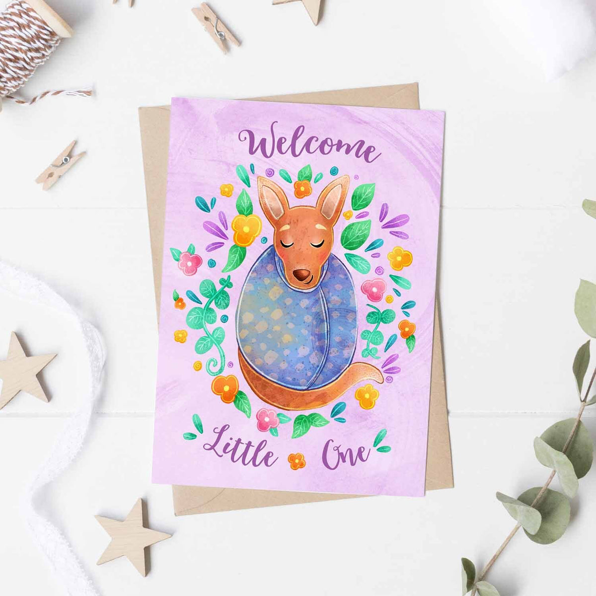 Welcome Little One Kangaroo Card – Trendy Furbabies